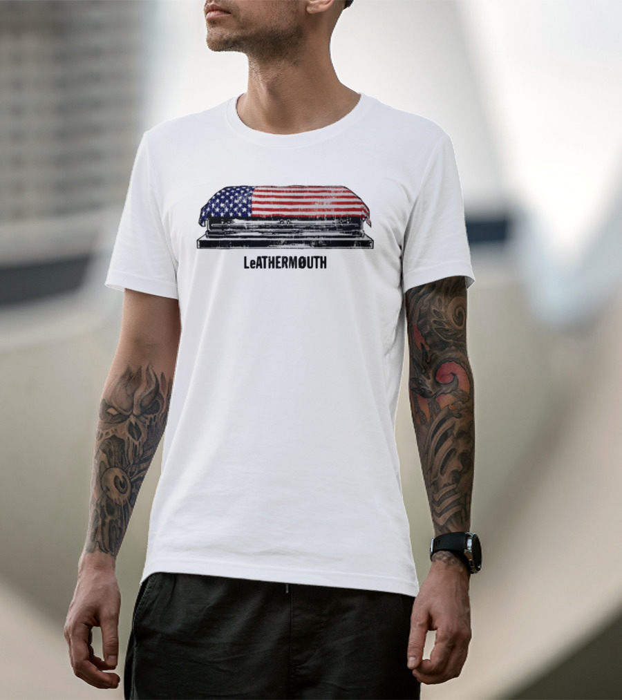 Leathermouth American Flag Coffin T-Shirt