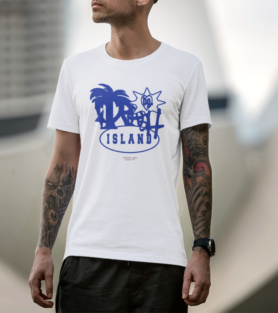 Trash Island Blue And White Palm Star Grafik T-Shirt
