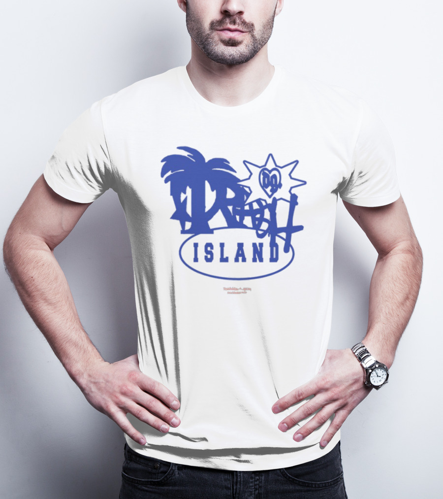 Trash Island Blue And White Palm Star Grafik T-Shirt