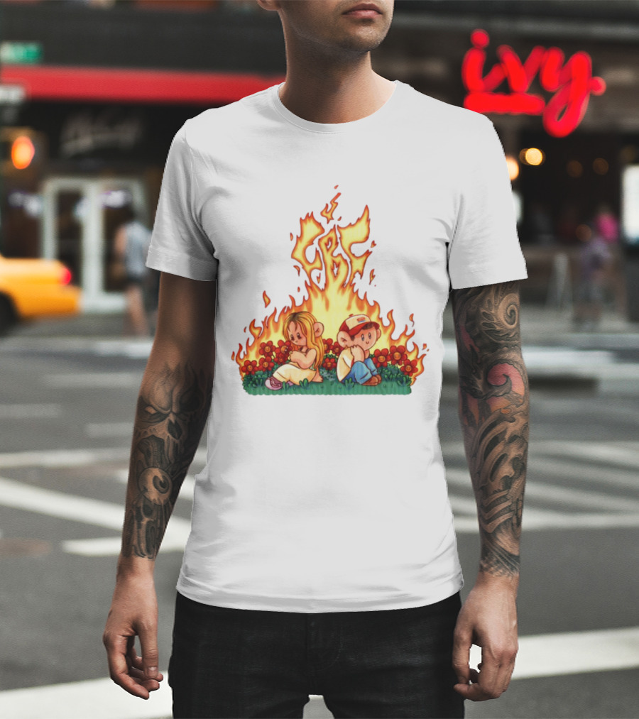 Fireball Friday Love Is Comic Characters With Fiery Background T-Shirt