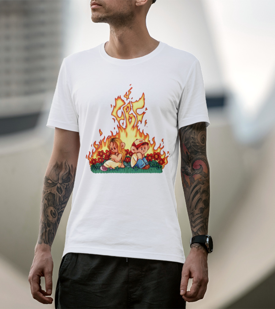 Fireball Friday Love Is Comic Characters With Fiery Background T-Shirt