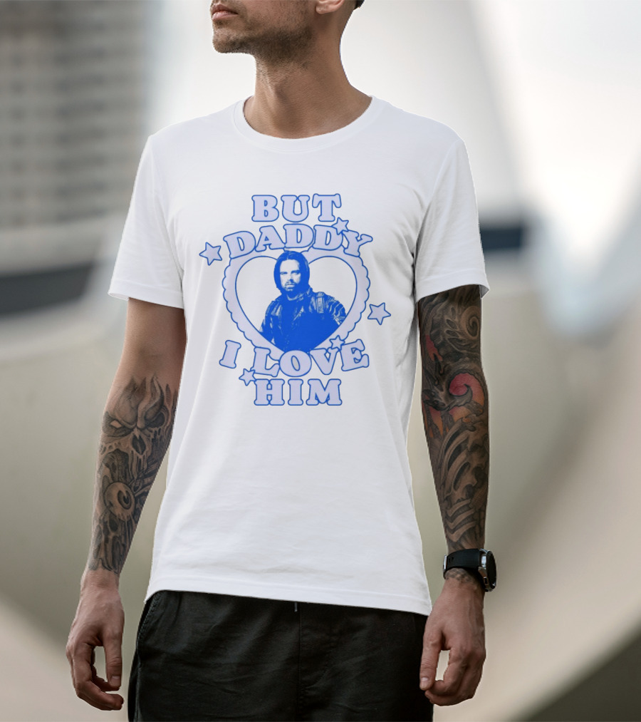 But Daddy I Love Him Bucky Barnes Blue Heart Stars T-Shirt