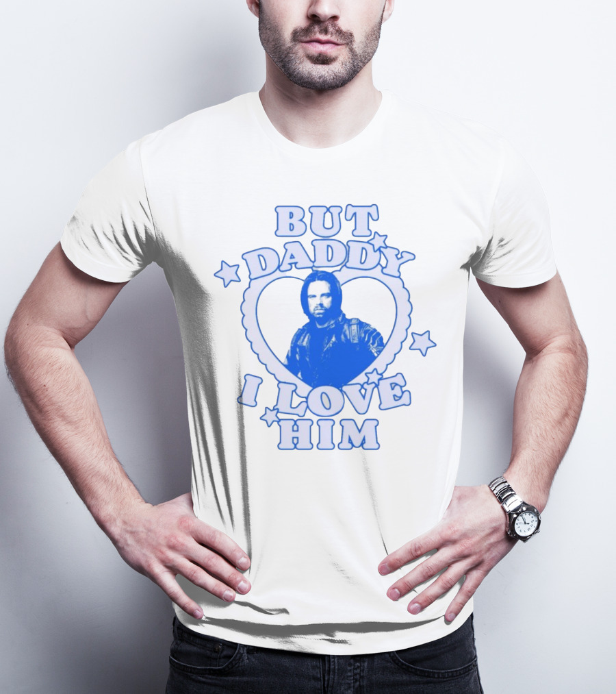 But Daddy I Love Him Bucky Barnes Blue Heart Stars T-Shirt