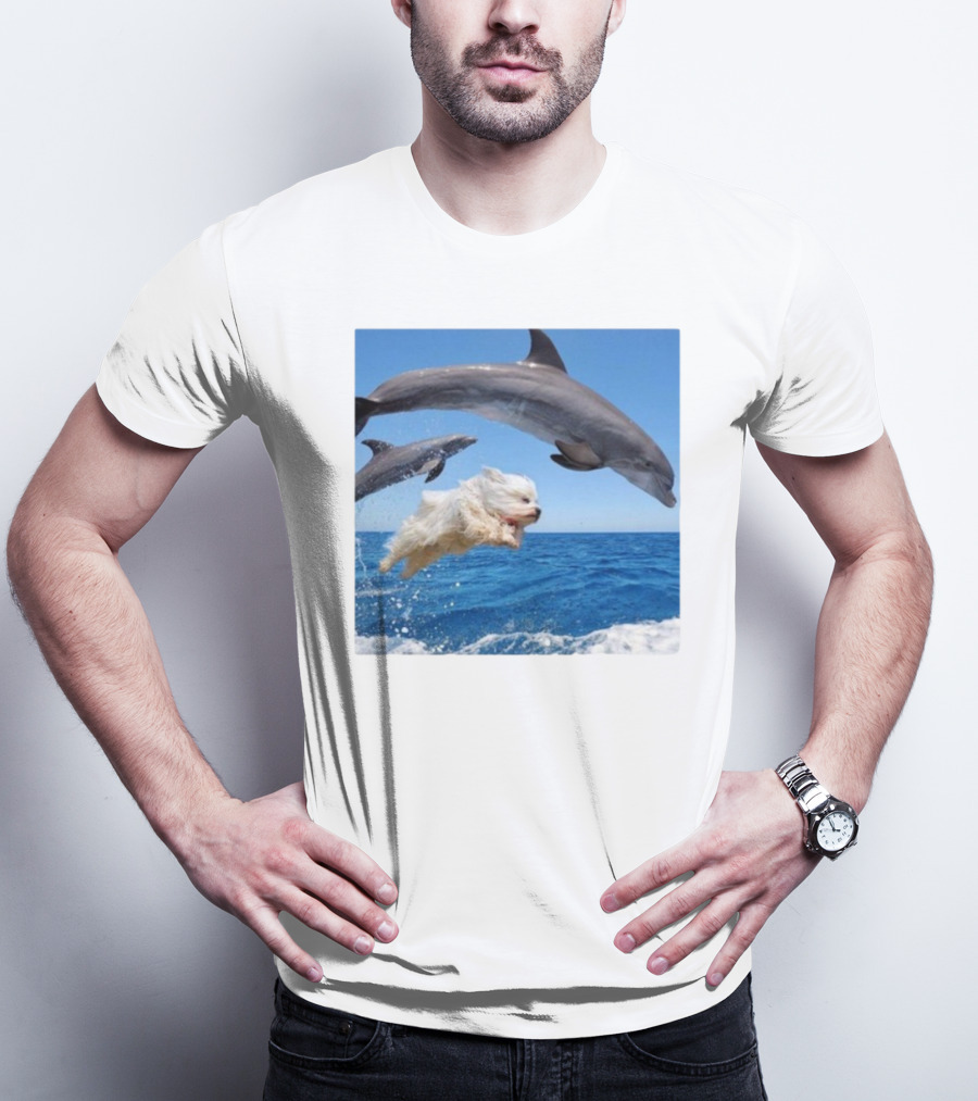 Dog Jump With Dolphin Ocean Adventure T-Shirt