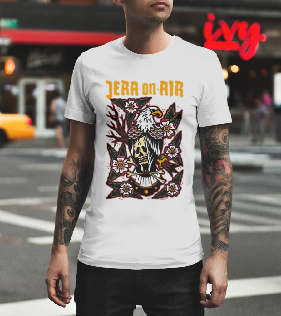 Richie Disaster Jera On Air Eagle Skull Floral Design T-Shirt