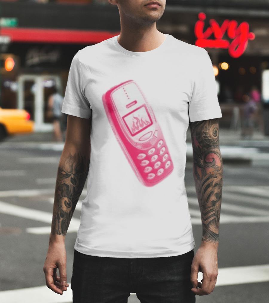 Ben Ellis The Burner Phone Retro Cell Fire Graphic T-Shirt