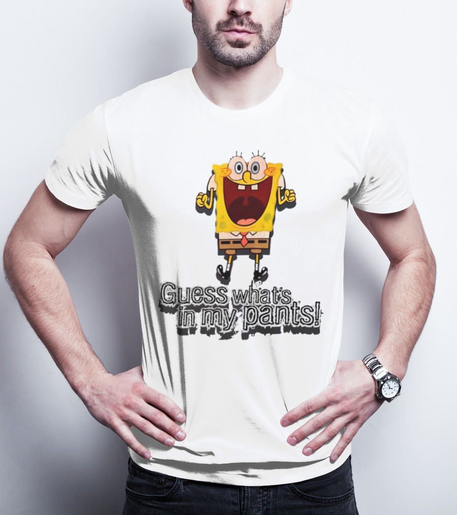"Guess What's In My Pants Funny SpongeBob SquarePants Patrick Reference" T-Shirt