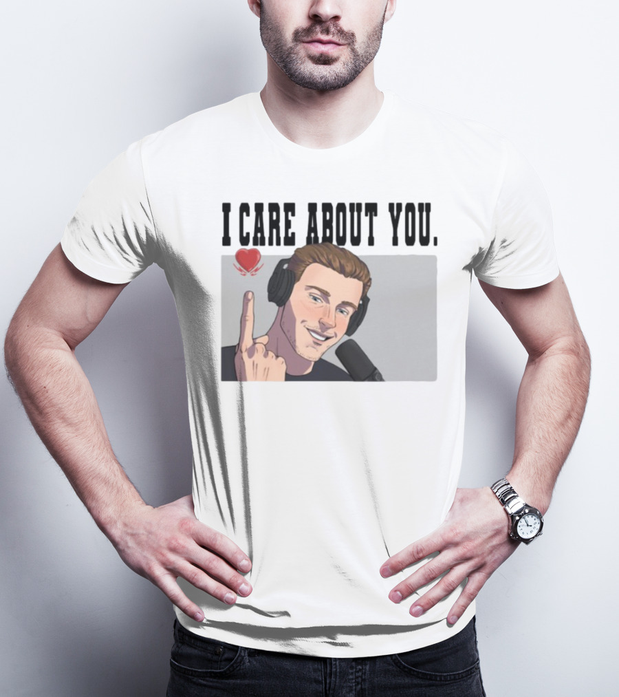 I Care About You Heart Headphones Microphone Illustration T-Shirt