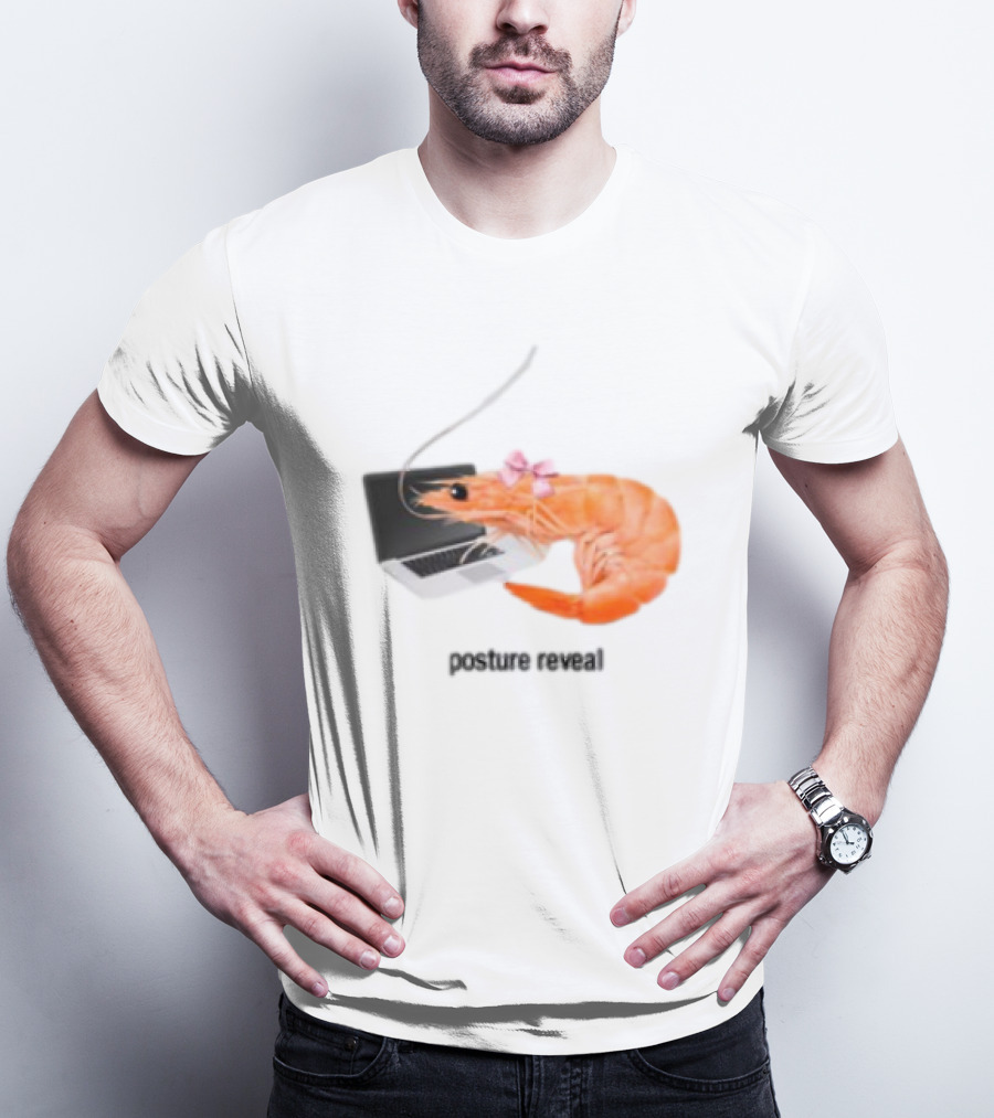 Shrimp Laptop Bow Posture Reveal T-Shirt