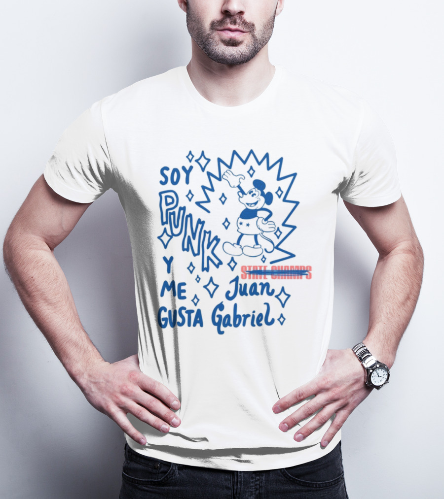Soy Punk Y Me Gusta Juan Gabriel Sparkling Cartoon Punk Style T-Shirt