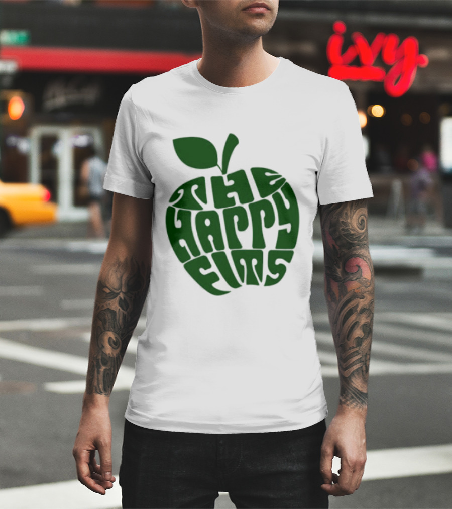 The Happy Fits Green Apple Text Art T-Shirt