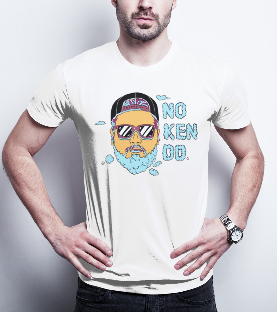 No Ken Do Trippy Ken Sunglasses Beard Cartoon T-Shirt