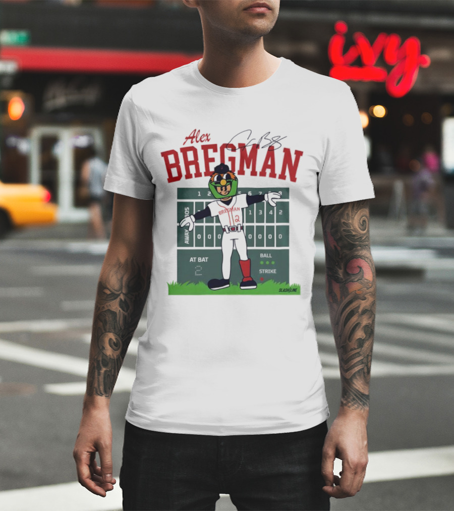 Alex Bregman Slashline Mascot Signature T-Shirt