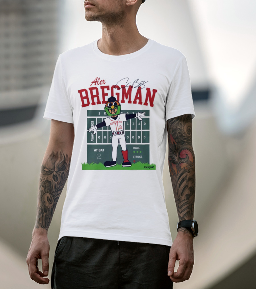 Alex Bregman Slashline Mascot Signature T-Shirt