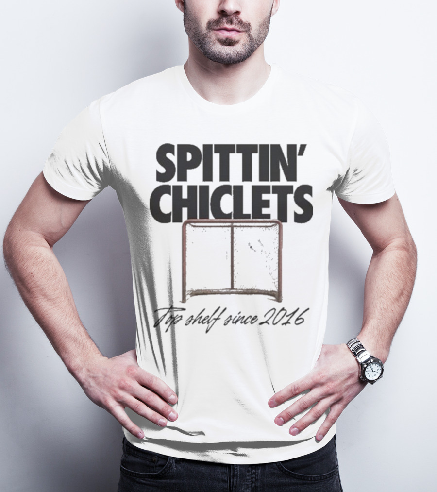 Spittin Chiclets Top Shelf Since 2016 Hockey Net T-Shirt