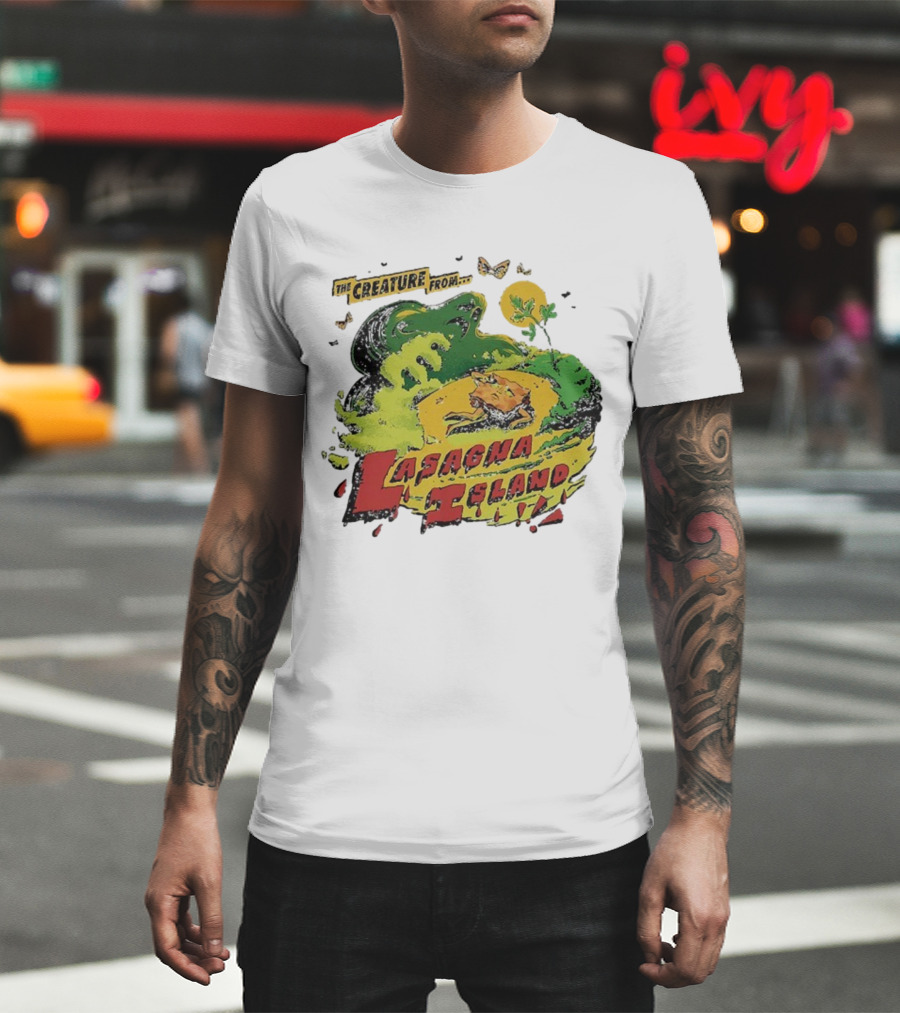 The Creature From Lasagna Island Vintage Horror Design October 2025 T-Shirt
