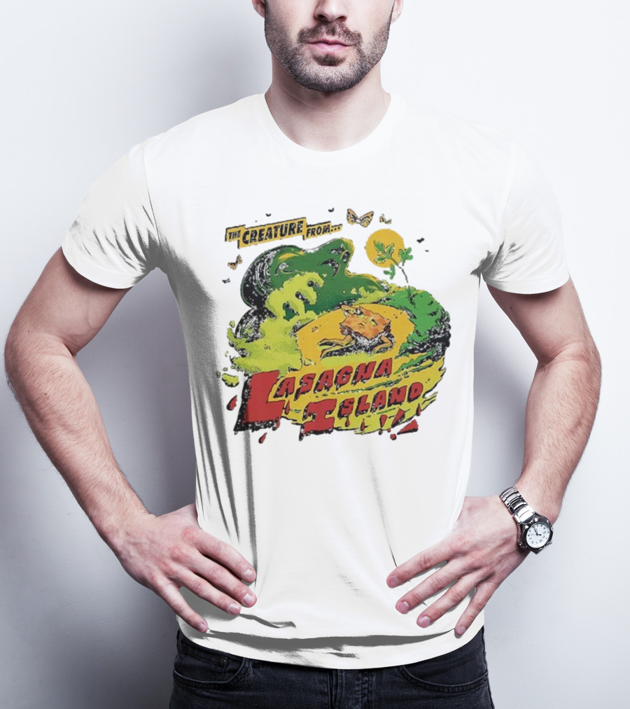 The Creature From Lasagna Island Vintage Horror Design October 2025 T-Shirt