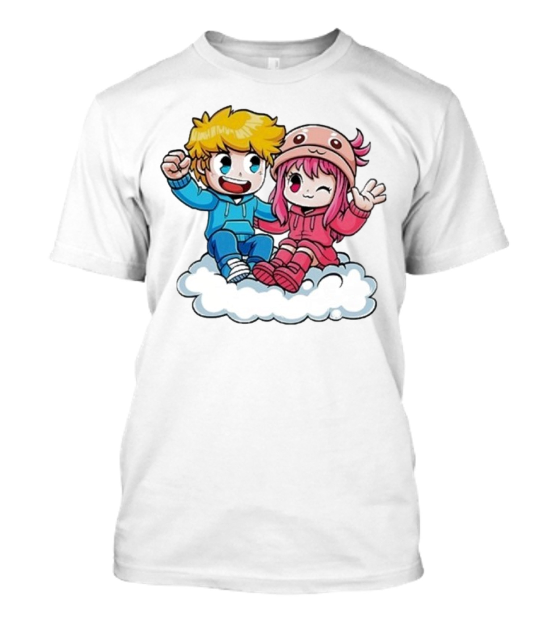 Ukri Et Lea Bio Cute Cartoon Characters On Cloud T-Shirt