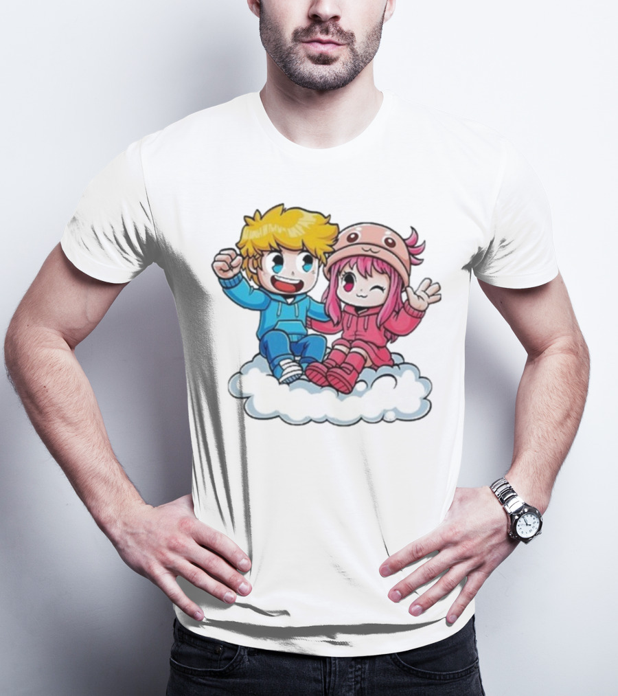 Ukri Et Lea Bio Cute Cartoon Characters On Cloud T-Shirt