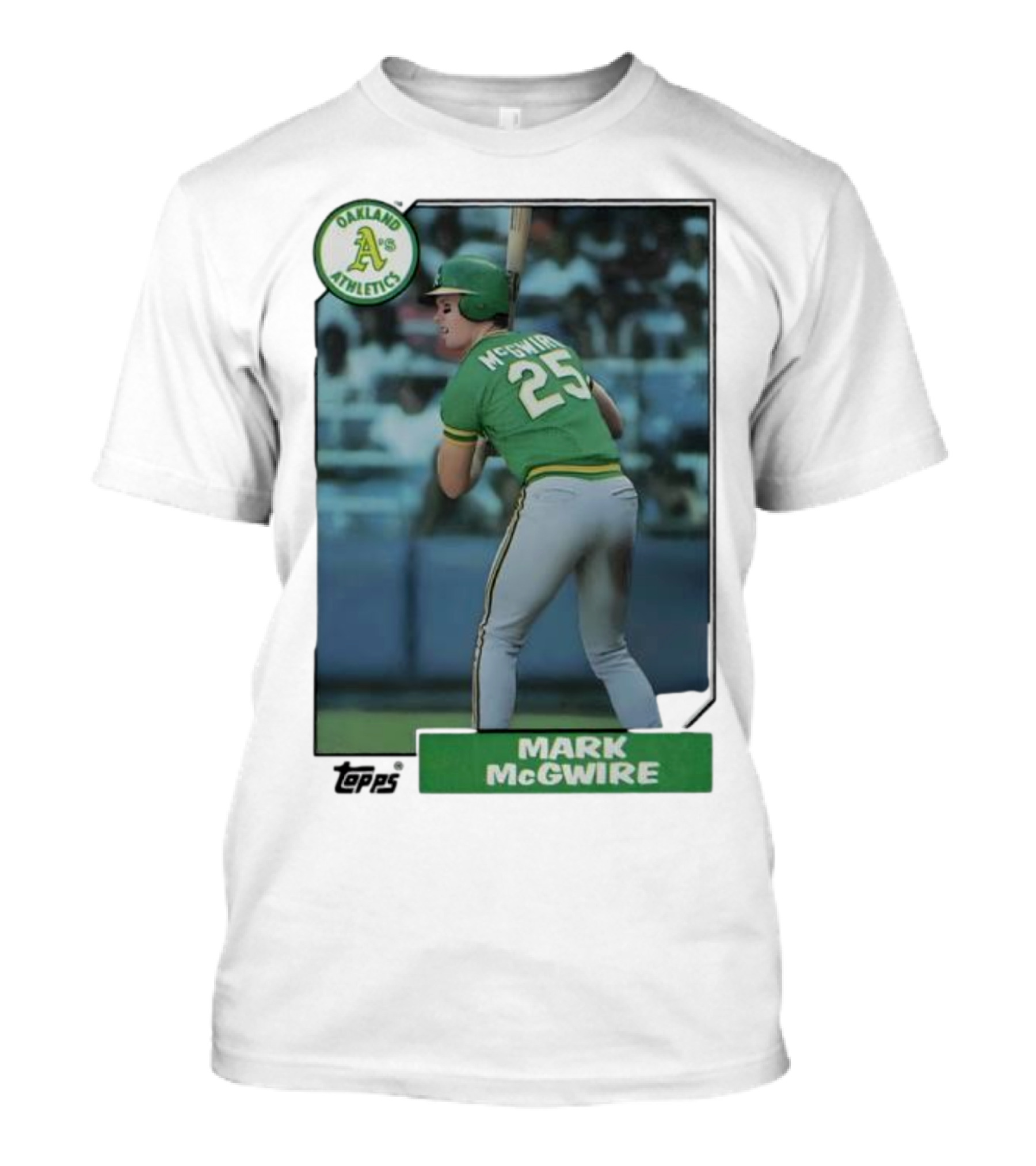 Oakland Athletics Mark McGwire 25 Topps Baseball Player MLB T-Shirt