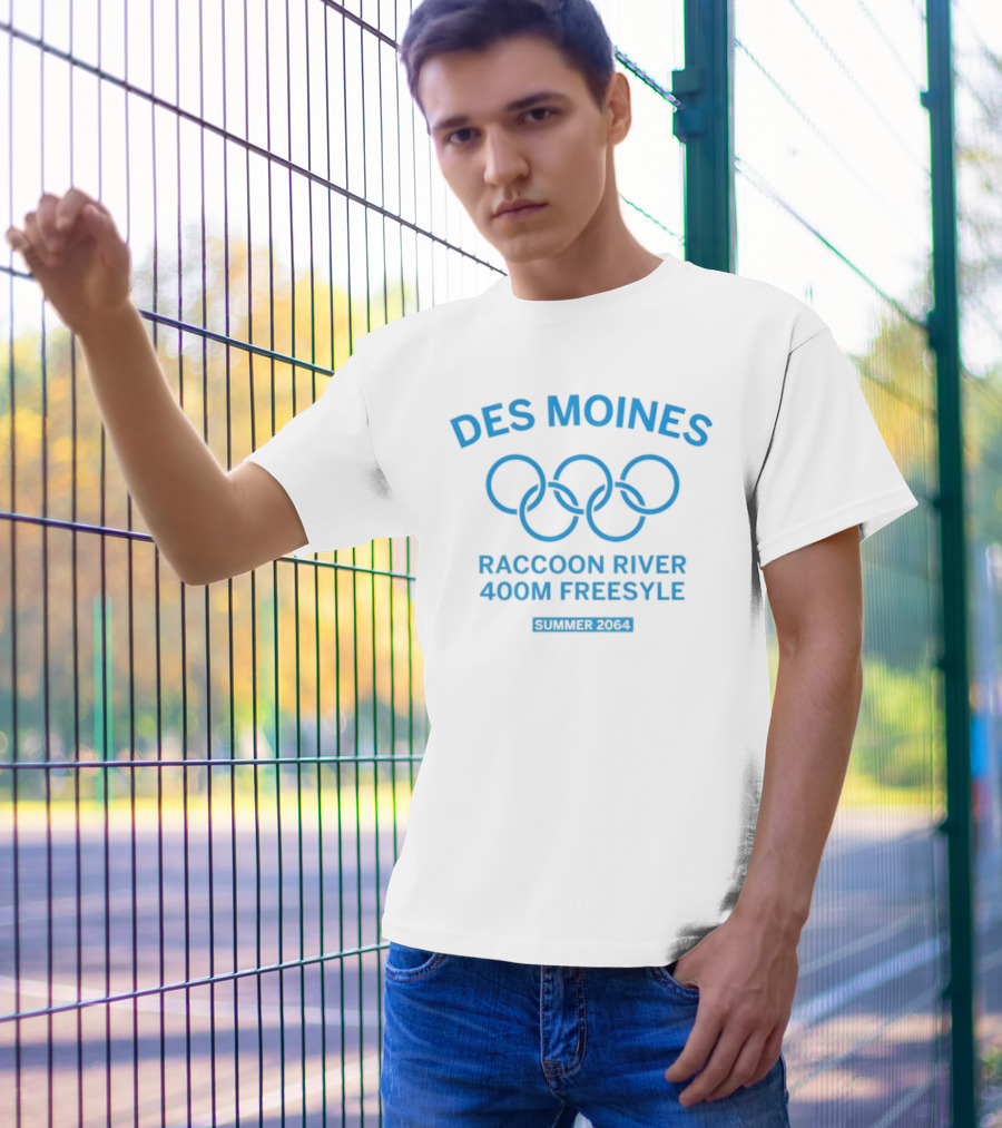 Des Moines Raccoon River 400m Freestyle Summer 2064 Olympic Rings T-Shirt