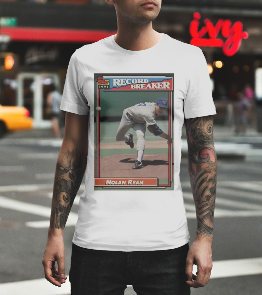 Topps 1991 Nolan Ryan Texas Rangers Record Breaker MLB T-Shirt