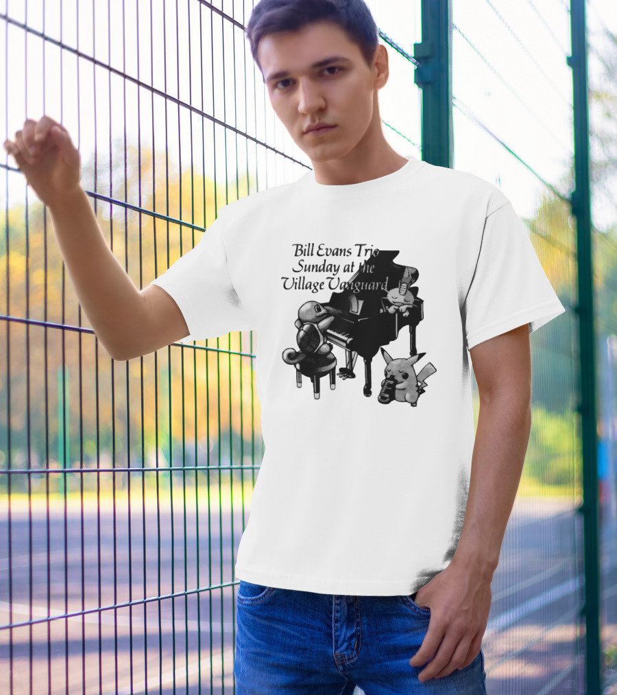 Bill Evans Trio Sunday At The Village Vanguard Pikachu Squirtle Playing Piano T-Shirt