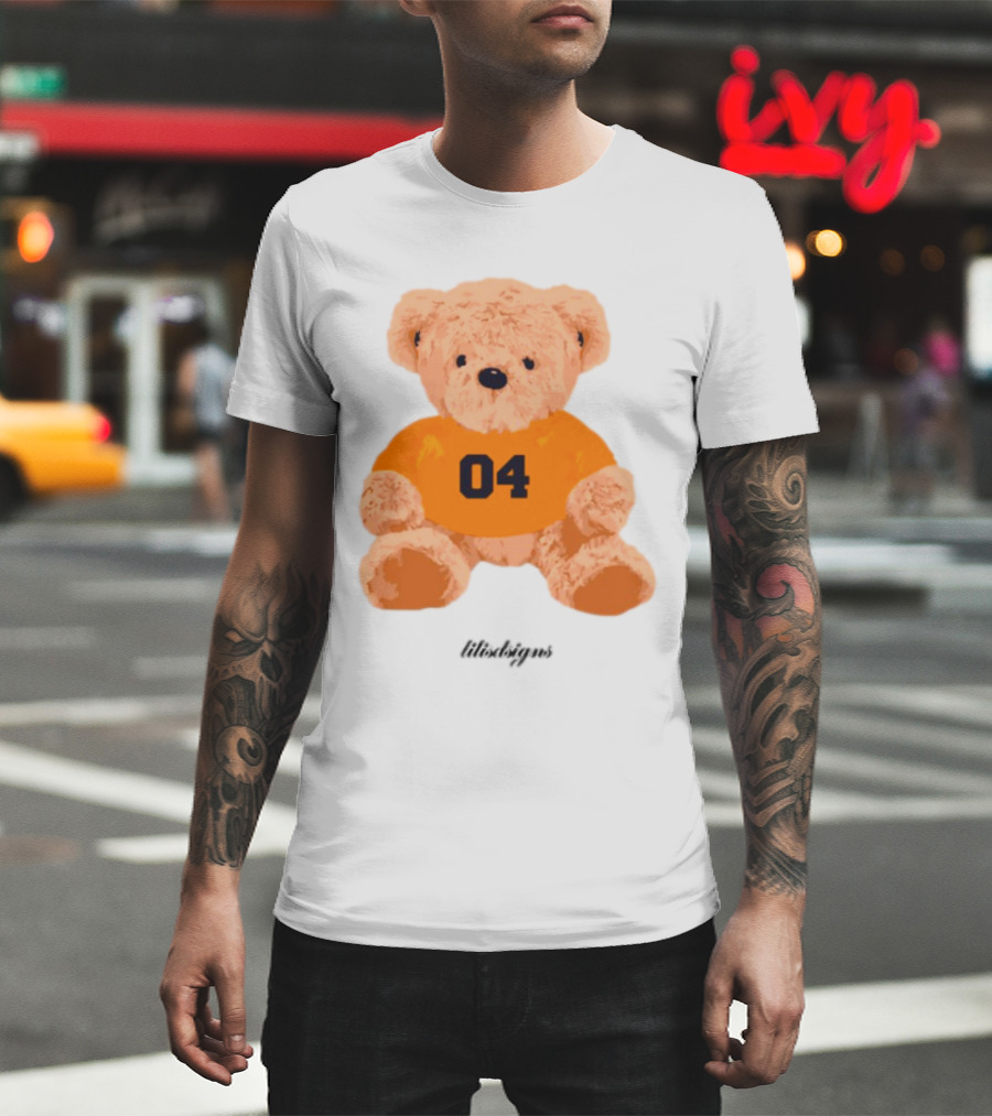Lilisdsigns 04 Teddy Bear Plush Toy In Orange T-Shirt