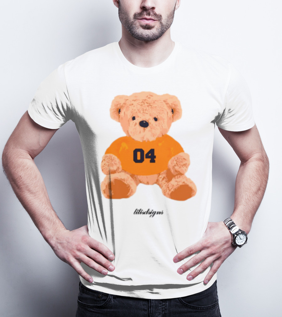 Lilisdsigns 04 Teddy Bear Plush Toy In Orange T-Shirt