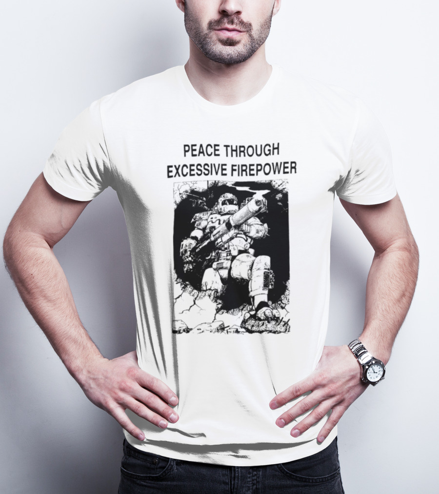 Peace Through Excessive Firepower Combat Tank And Missile Illustration T-Shirt