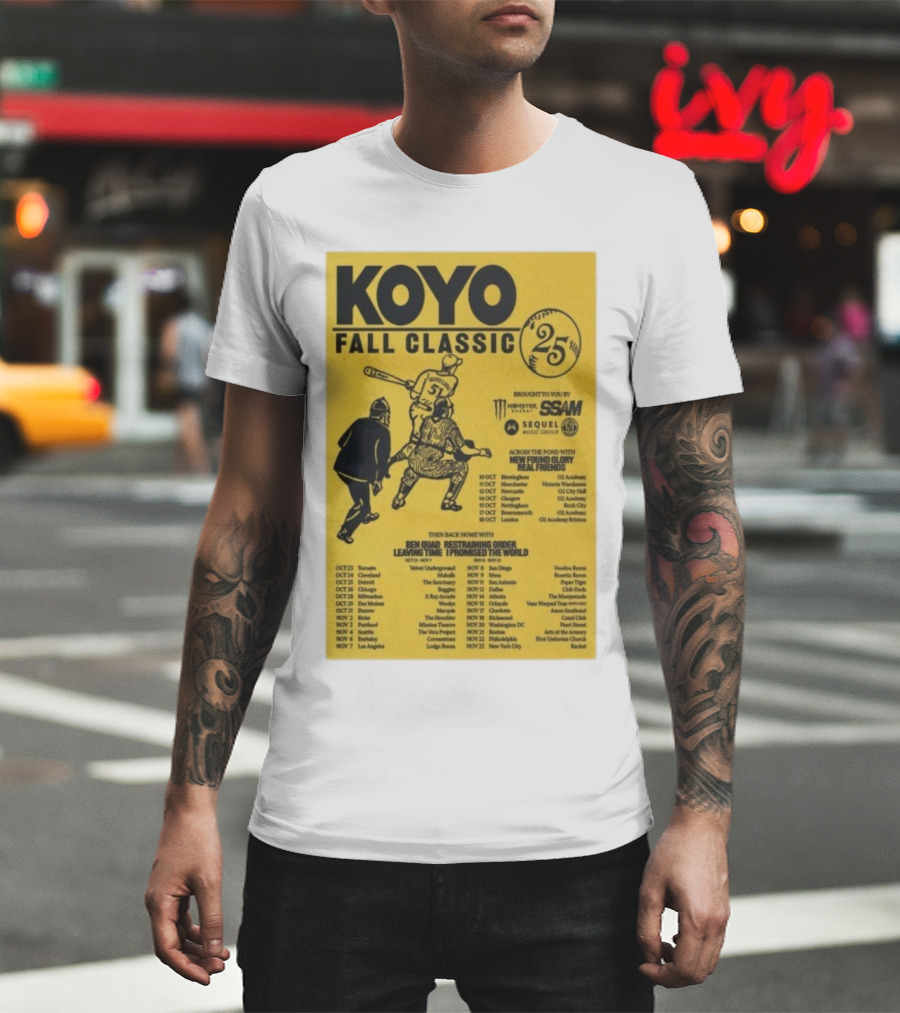 Koyo Fall Classic 2025 Tour Featuring New Found Glory Real Friends Ben Quad Restraining Order T-Shirt