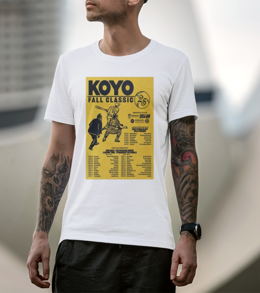 Koyo Fall Classic 2025 Tour Featuring New Found Glory Real Friends Ben Quad Restraining Order T-Shirt