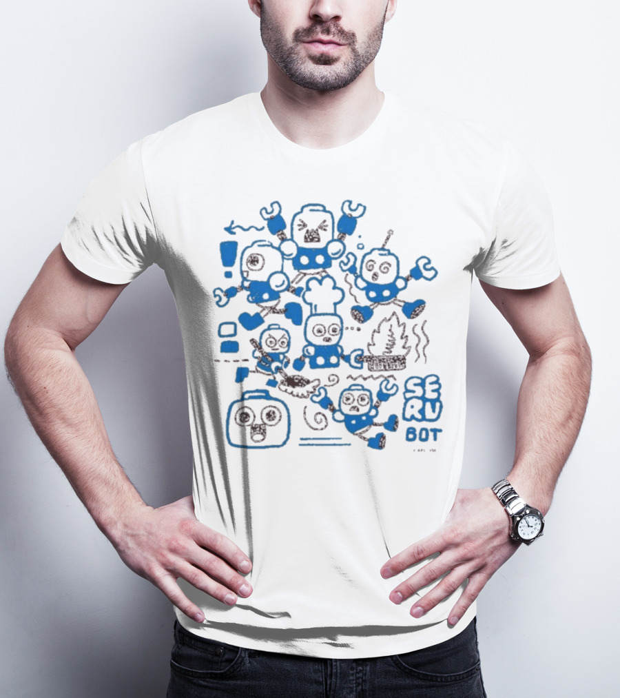 Mega Man Messy SERU Bots Blue And Brown Compilation T-Shirt