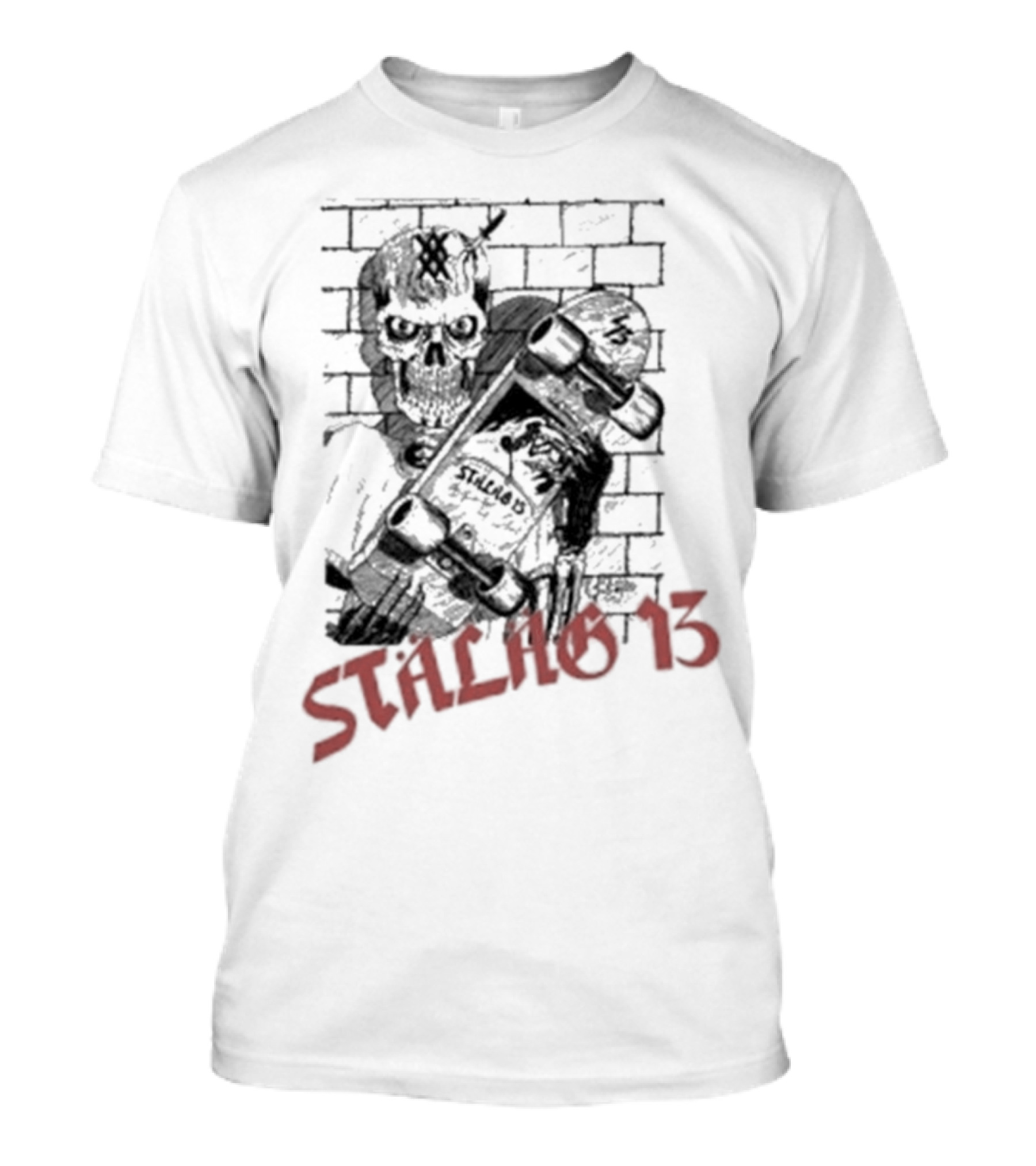 Stalag 13 Skull Skateboard Brick Wall T-Shirt