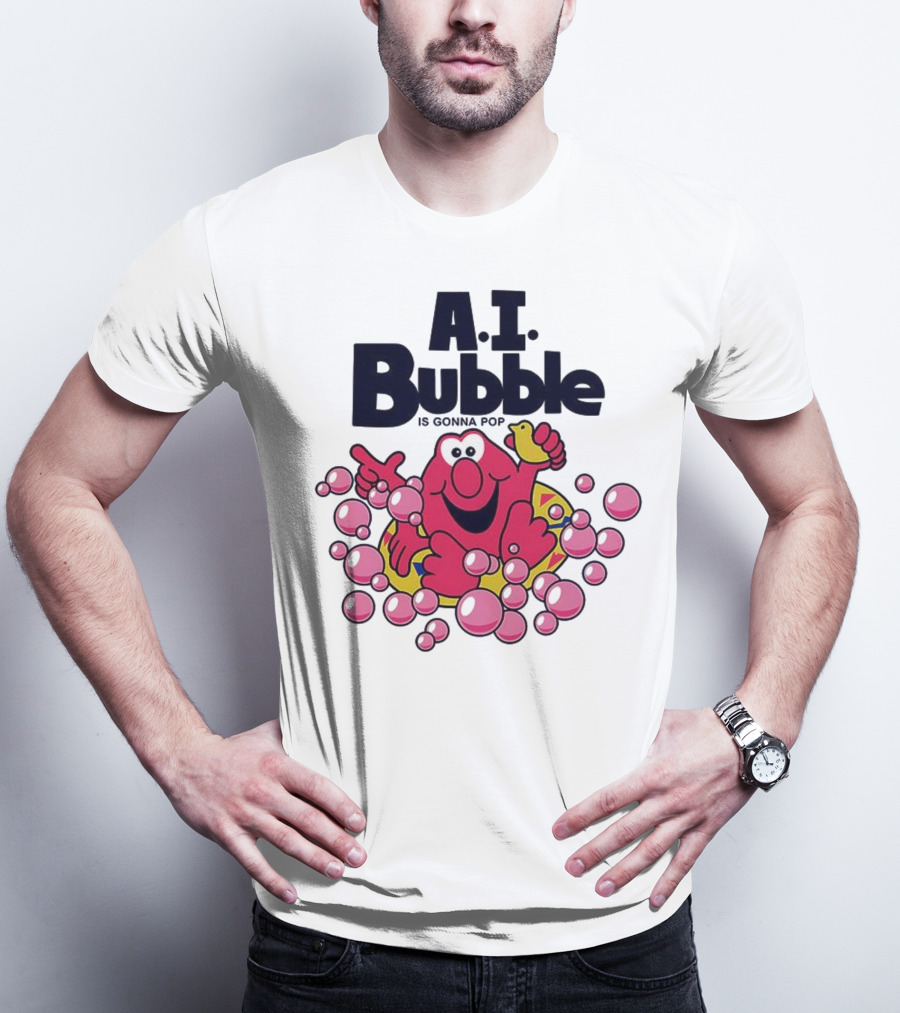 A.I. Bubble Is Gonna Pop Funny Red Character With Pink Bubbles T-Shirt