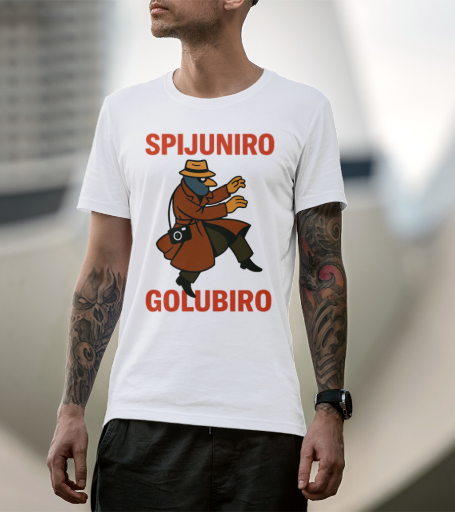 Spijuniro Golubiro Spy Pigeon In Trench Coat And Hat Retro Style T-Shirt