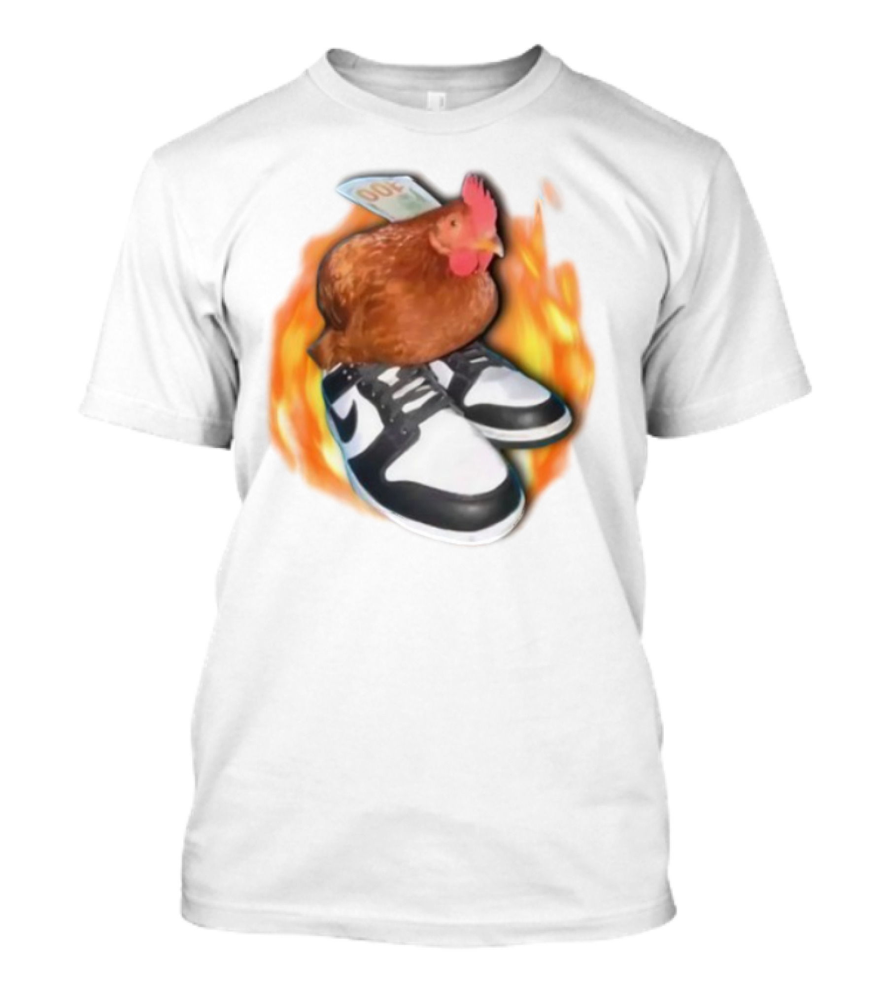 Cringeytees Swag Chicken Money Sneakers Flame Comedic Fashion T-Shirt