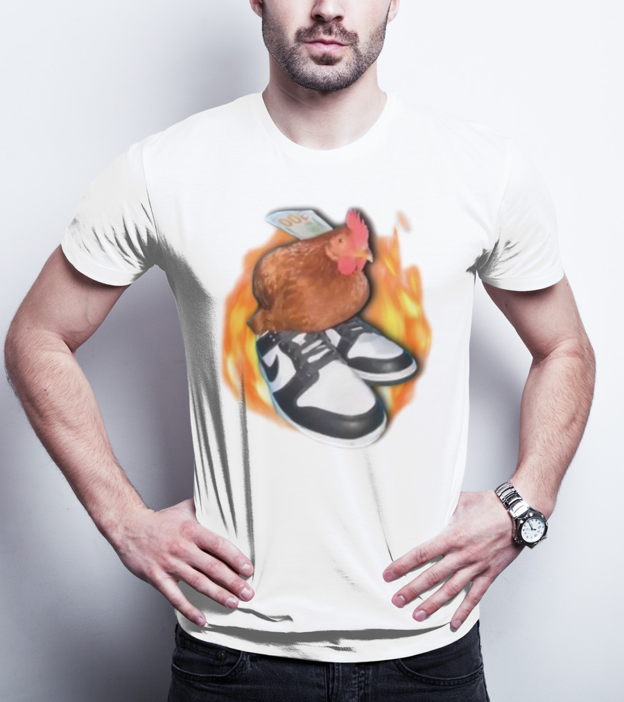 Cringeytees Swag Chicken Money Sneakers Flame Comedic Fashion T-Shirt