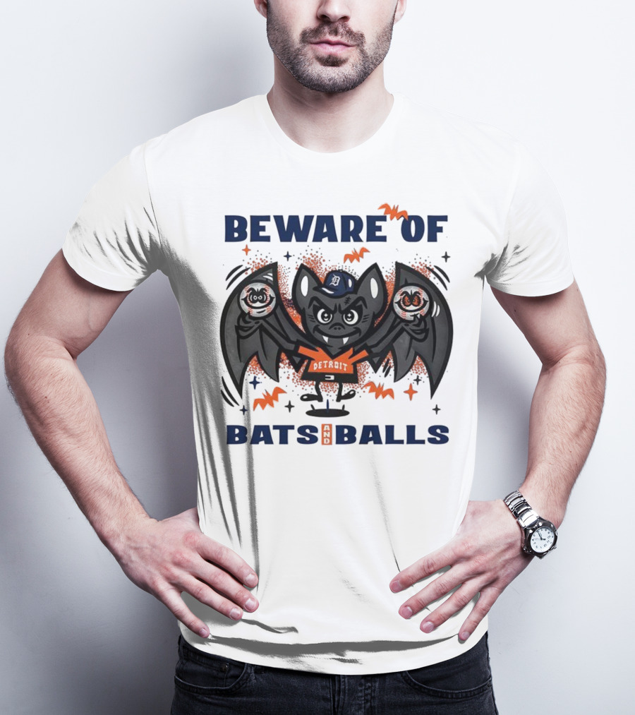 Beware Of Bats And Balls Detroit Halloween Baseball Theme T-Shirt