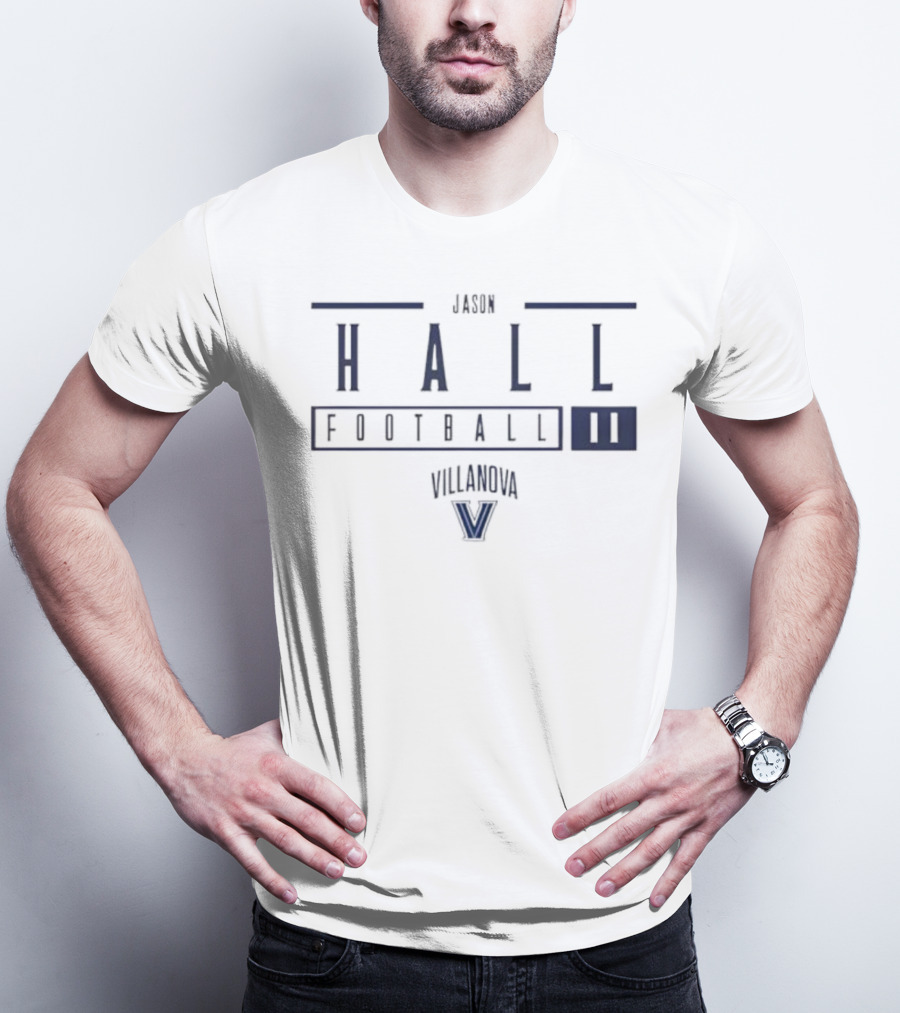 Jason Hall Number 11 Football Villanova University V Logo T-Shirt