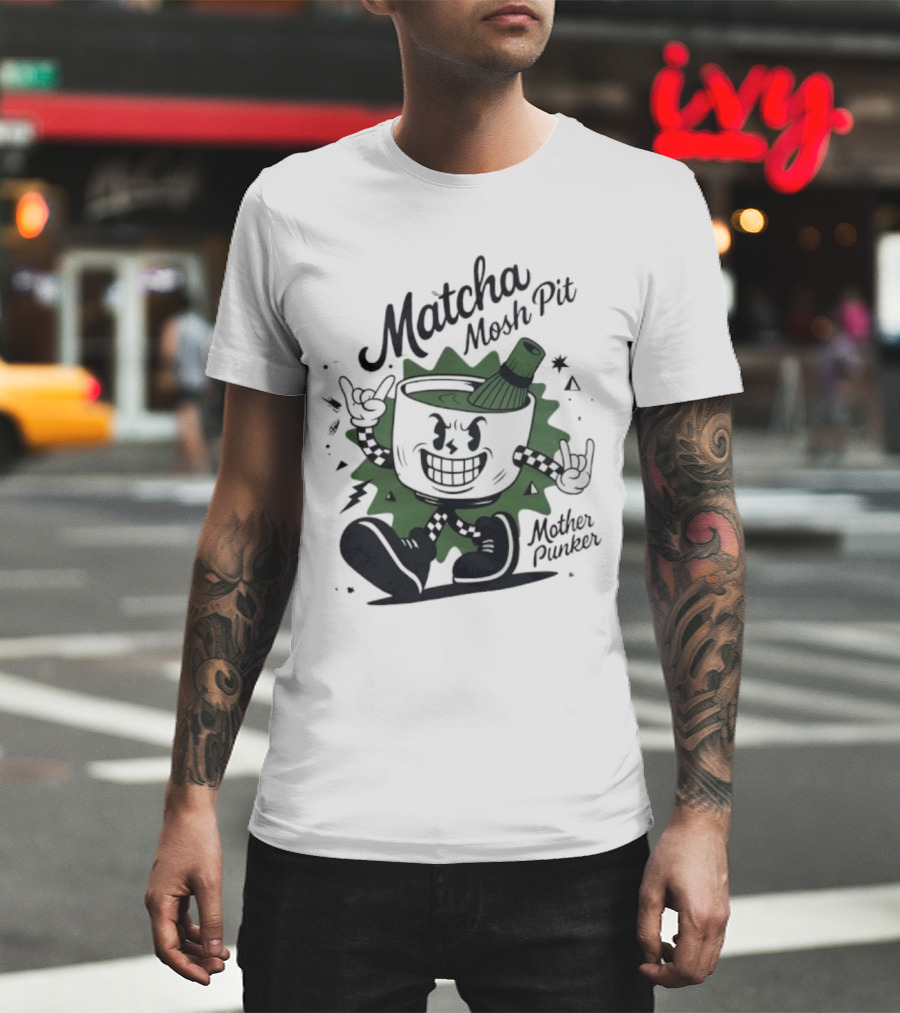 Matcha Mosh Pit Mother Punker Cartoon Cup With Whisk T-Shirt