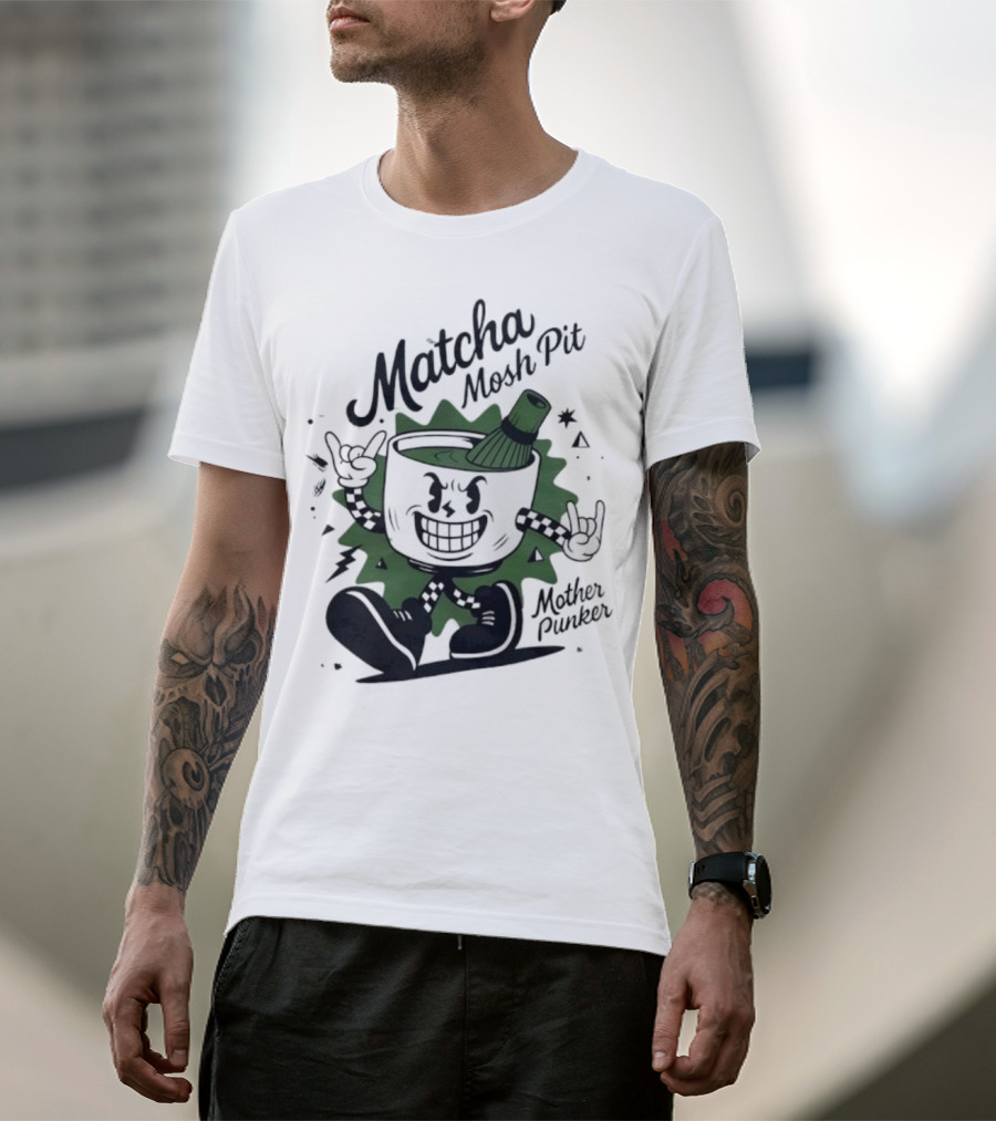 Matcha Mosh Pit Mother Punker Cartoon Cup With Whisk T-Shirt