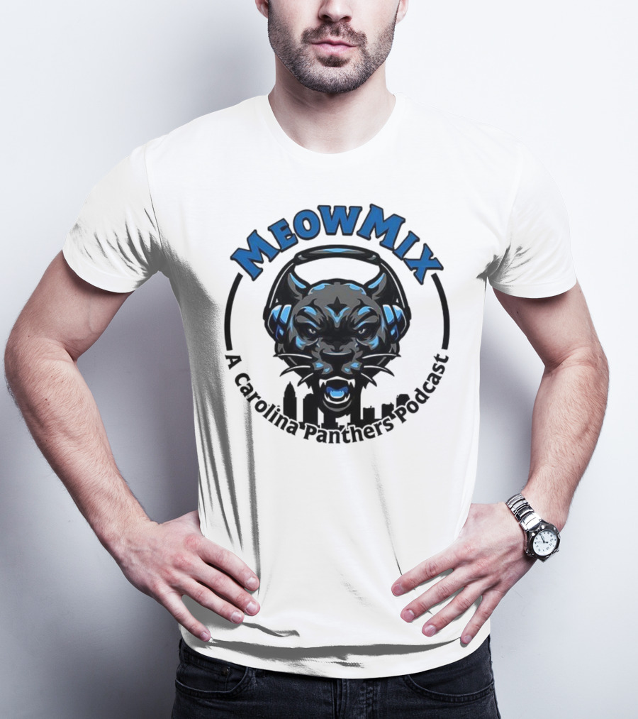 Meow MIX Carolina Panthers Podcast Panther Headphone Art T-Shirt