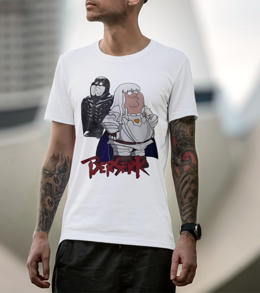 Peter Griffin Family Guy Berserk Crossover Meme Griffith Armor Guts Cosplay T-Shirt