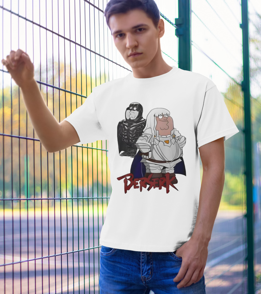 Peter Griffin Family Guy Berserk Crossover Meme Griffith Armor Guts Cosplay T-Shirt