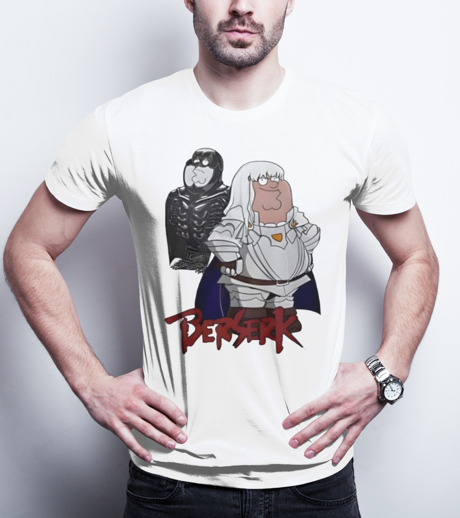 Peter Griffin Family Guy Berserk Crossover Meme Griffith Armor Guts Cosplay T-Shirt