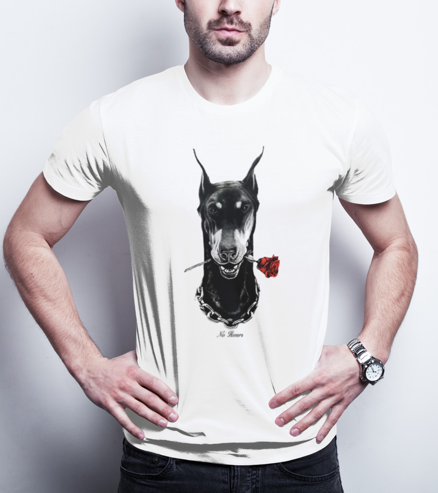 Doberman No Hours Red Rose Chain T-Shirt