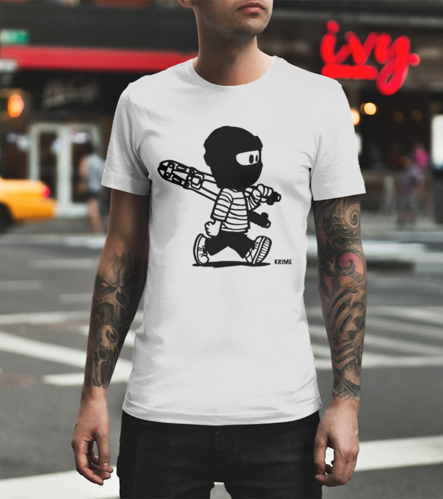 Krime_1 Calvin Streetwear Retro Car Graphic Style T-Shirt