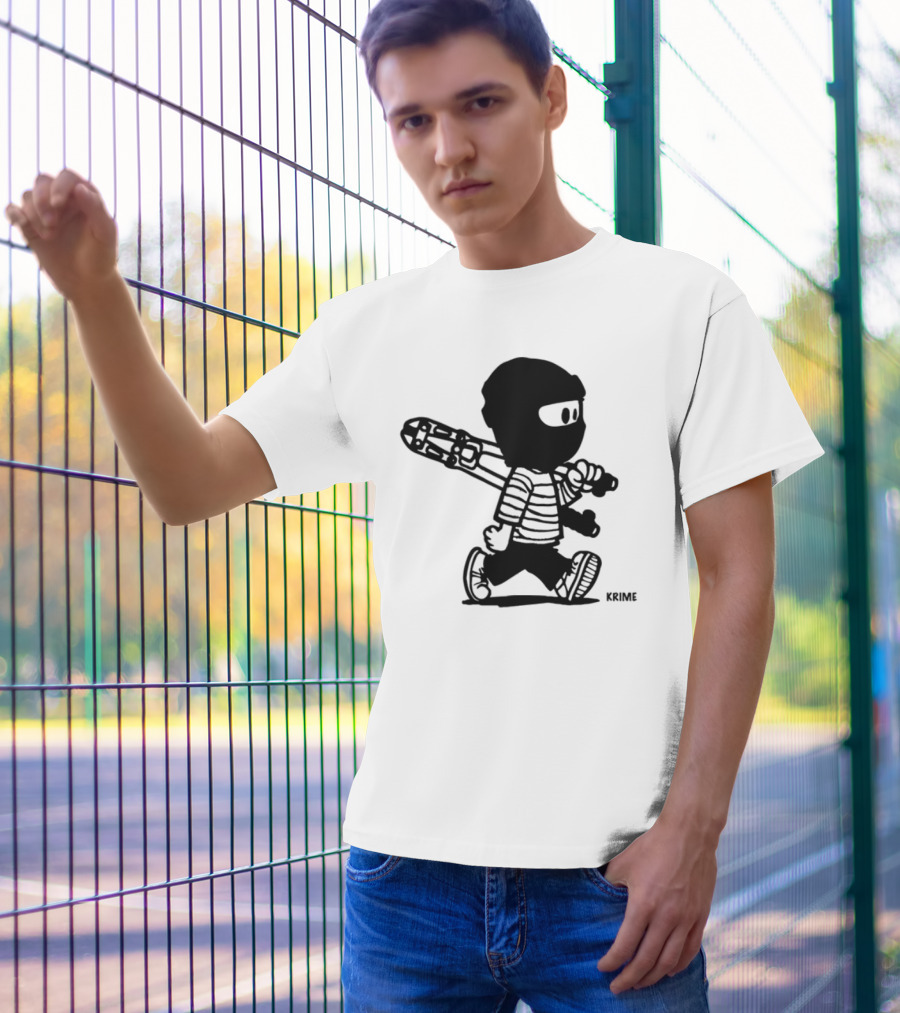 Krime_1 Calvin Streetwear Retro Car Graphic Style T-Shirt