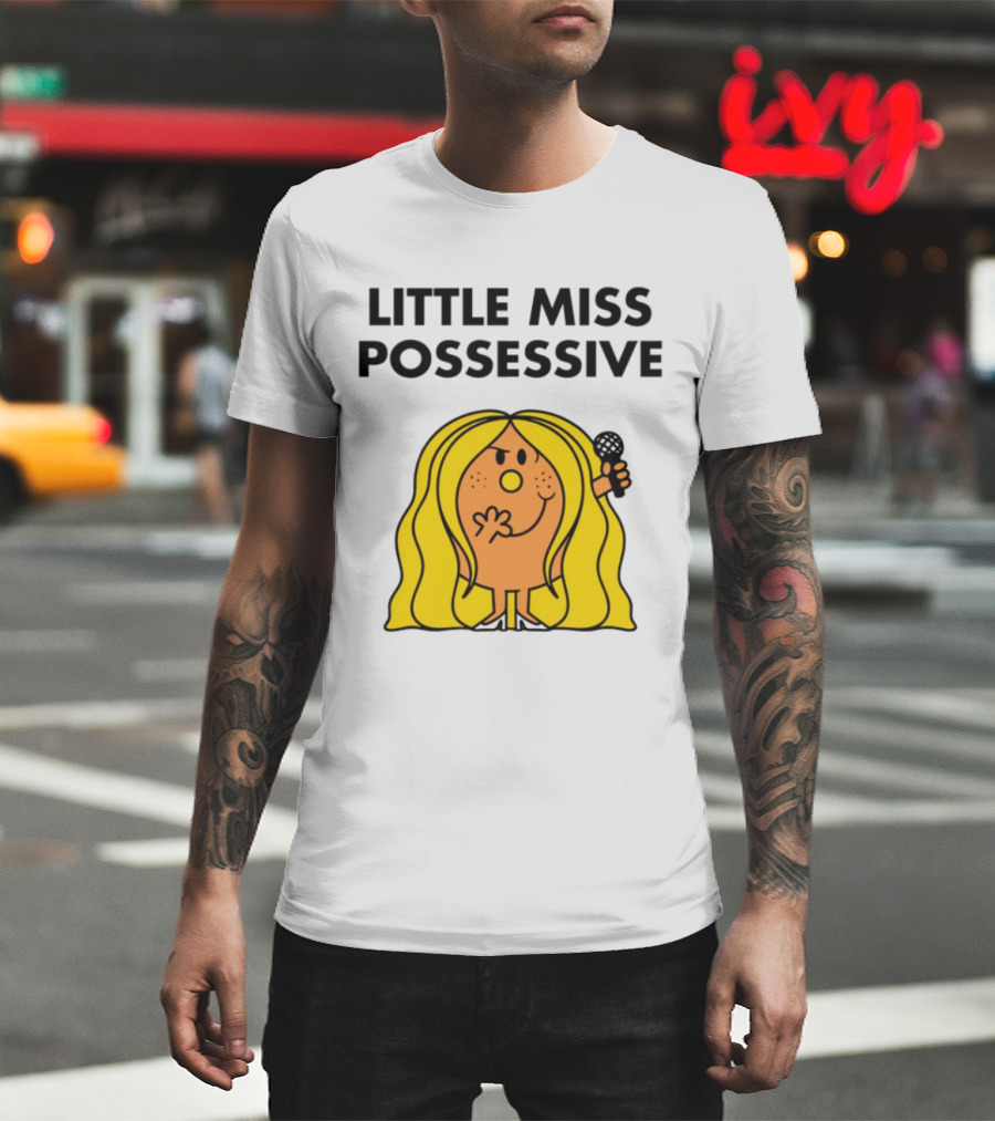 Little Miss Possessive Character With Long Hair Holding Microphone T-Shirt